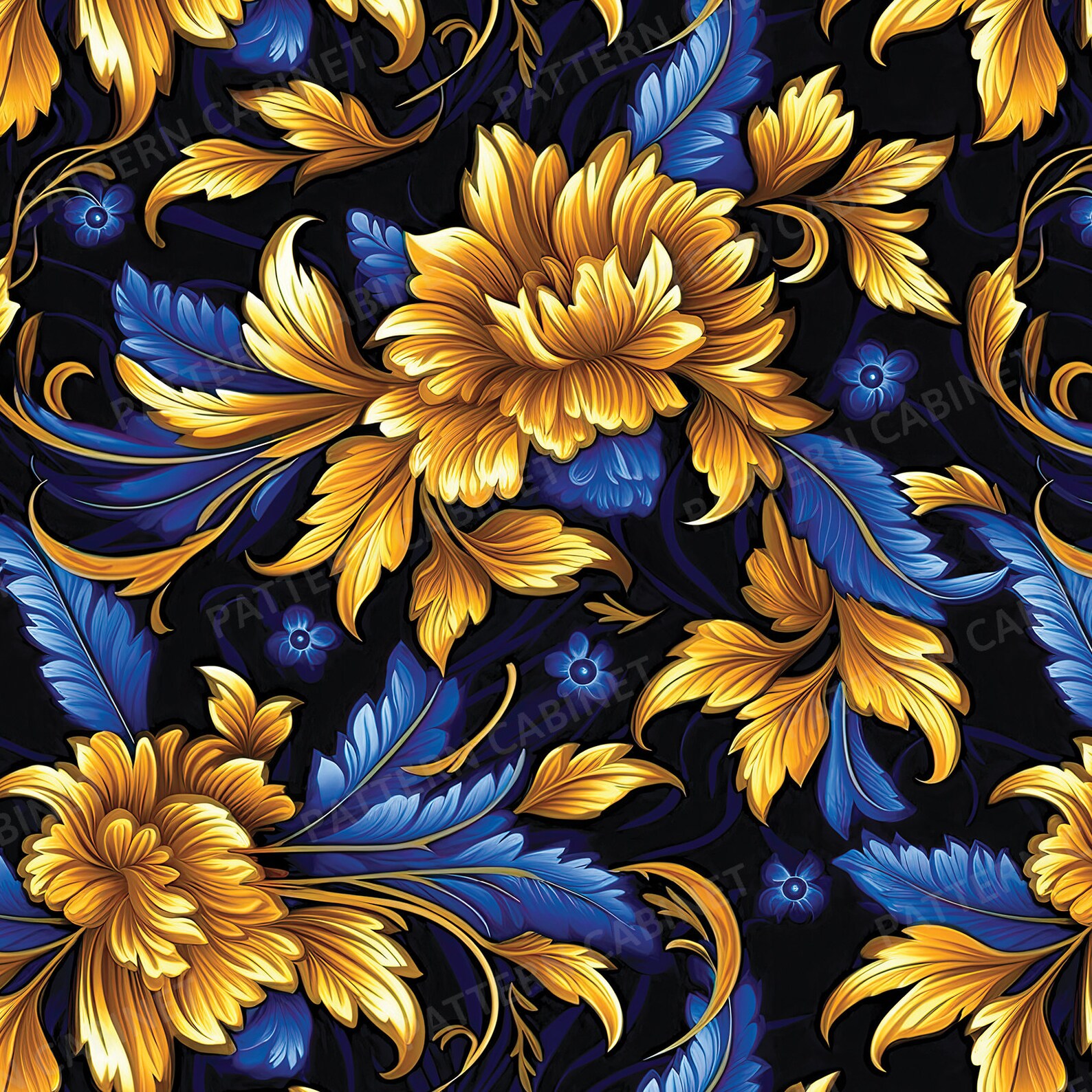 Luxury Seamless Pattern Bundle • Royal Gold and Blue • JPG Digital Paper • Luxury Decor Set ...