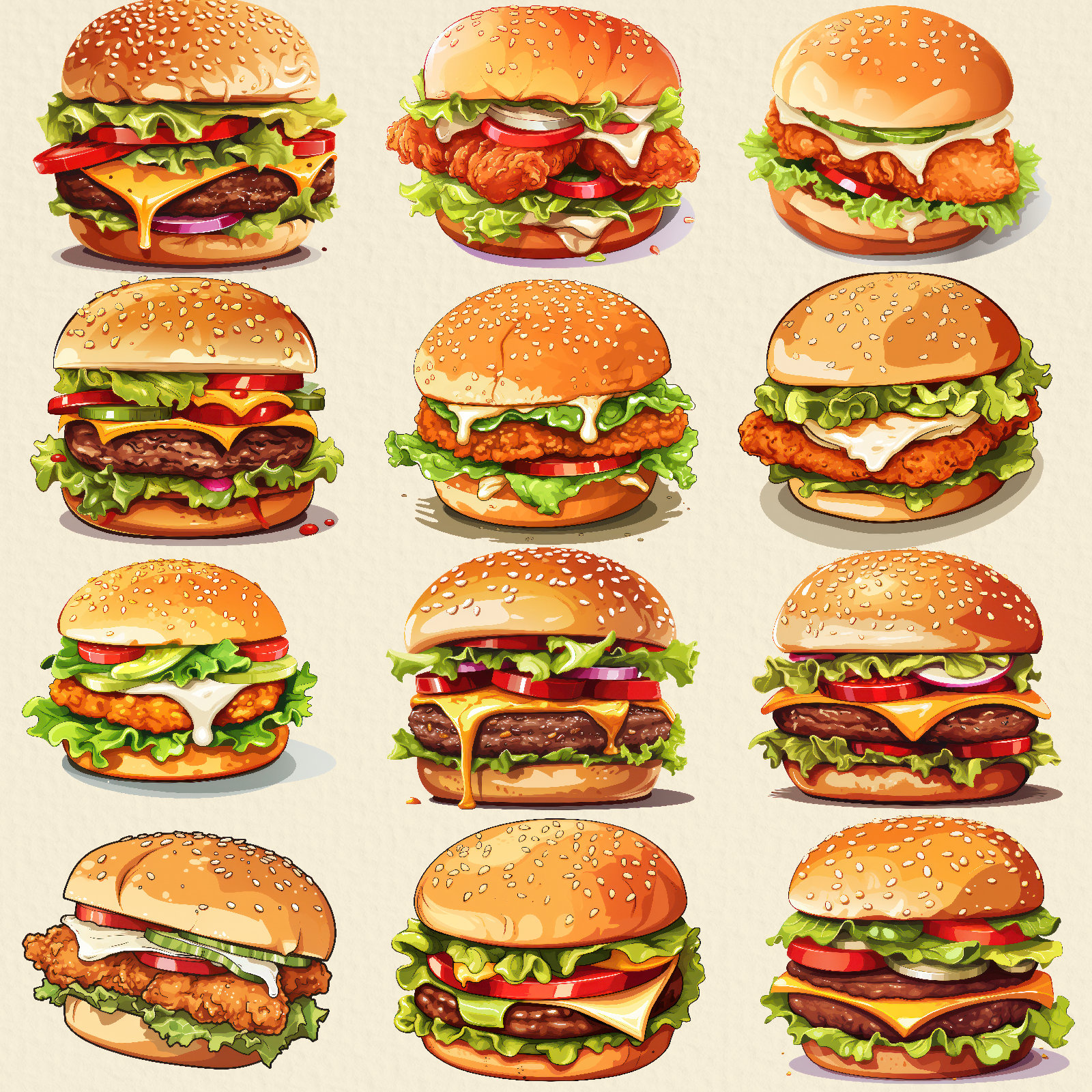 Fast Food Clip Art Commercial Use 120 Transparent Pngs Instant Download ...