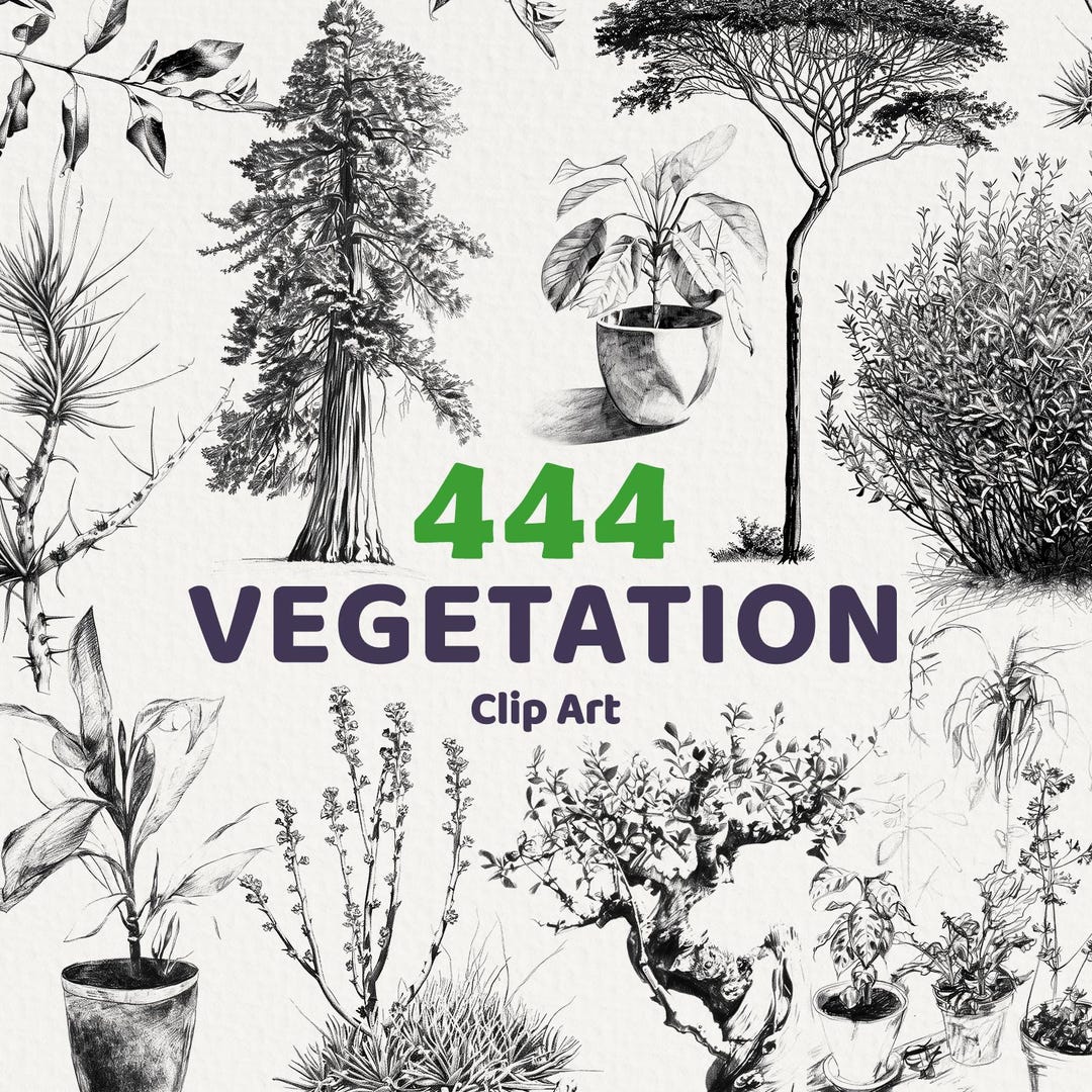 444 Vegetation Drawings, Plant Clipart for Commercial Use, Trees ...