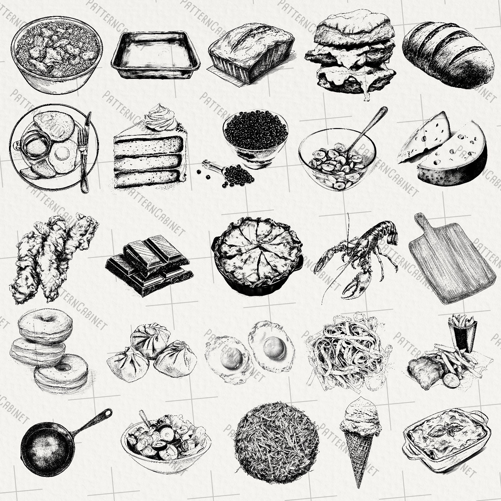 1700 Food Drawings Clipart, Food Graphics for Commercial Use, Cookbook ...