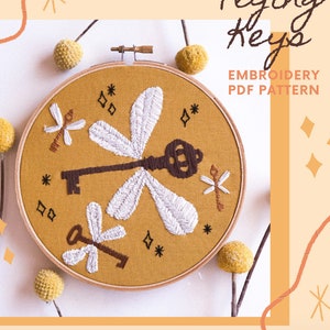 Flying Keys Embroidery Pattern // PDF Embroidery Pattern // - Etsy