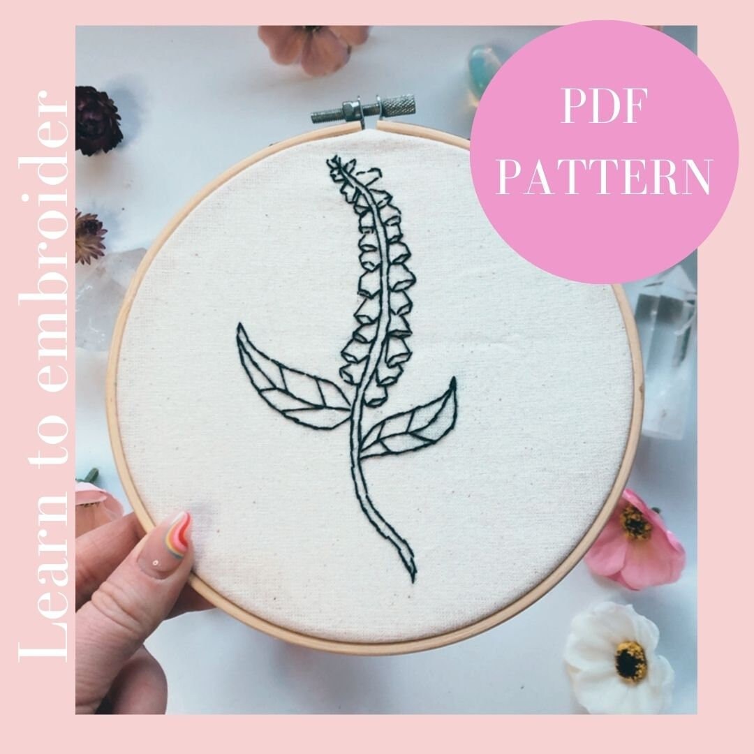 Foxglove Embroidery PDF Pattern - Etsy