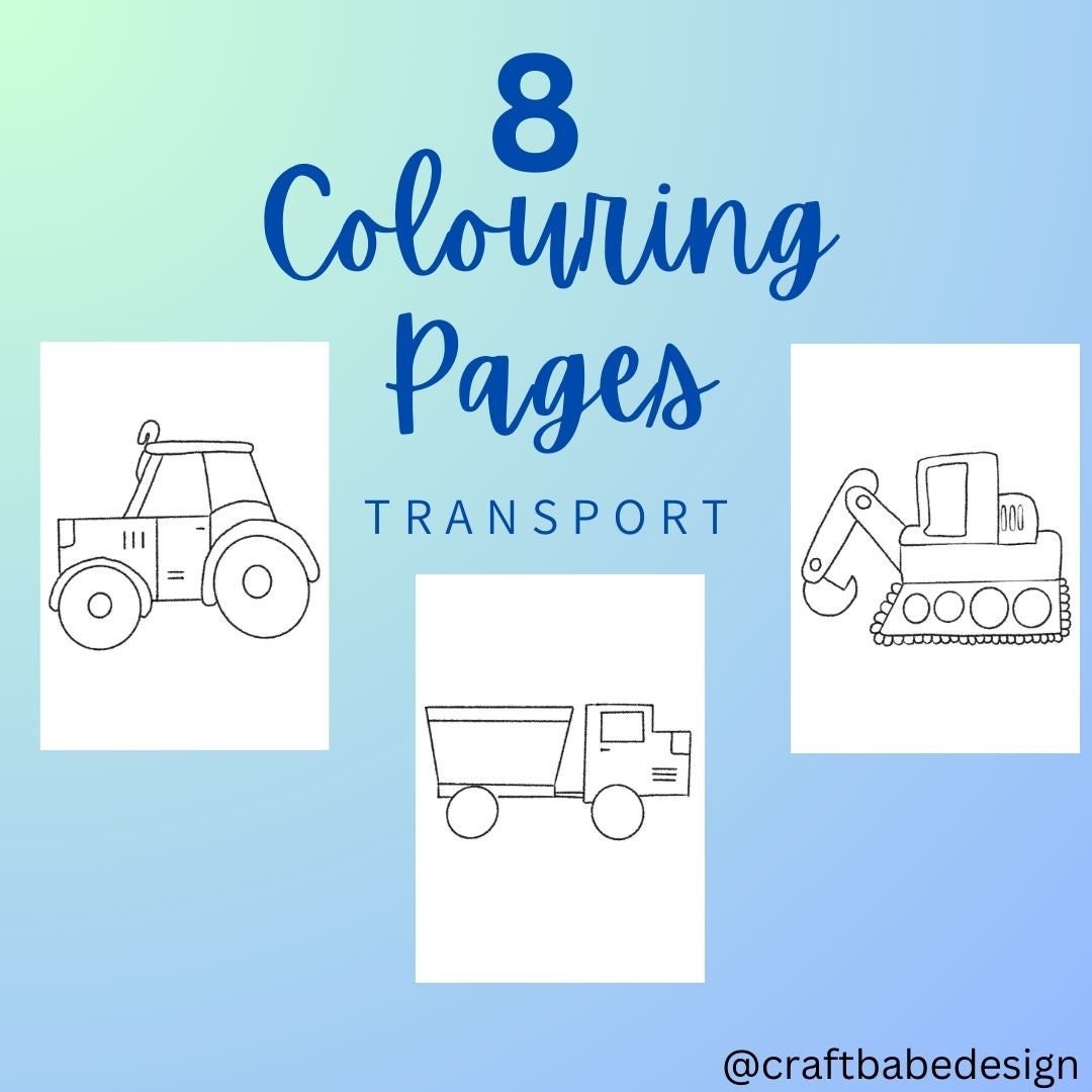 8 Transport Printable Colouring Pages, Cars Colouring In, Truck ...