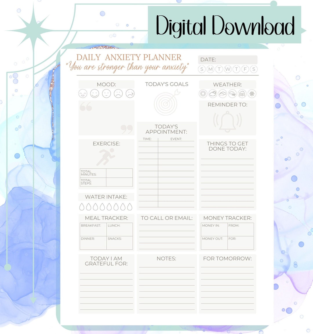 Anxiety Tracker Anxiety Journal Mood Tracker Mood Journal Anxiety ...