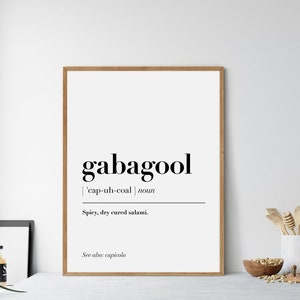 Gabagool Definition Wall Art Print Gabagool Printable Capicola | Etsy