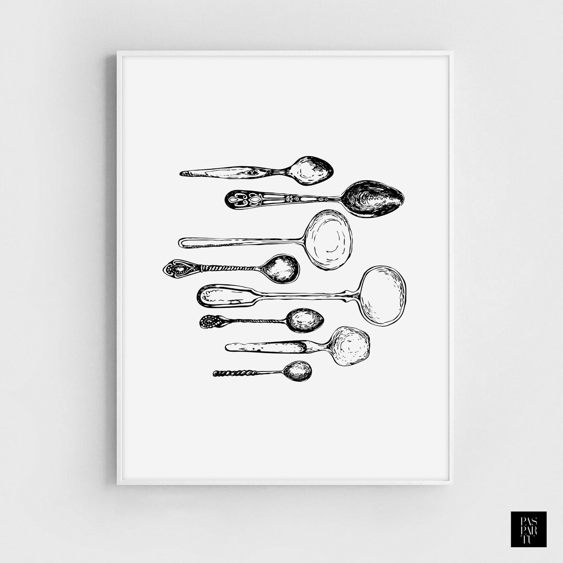 Vintage Spoons Kitchen Print: Dining Room Wall Art (digital Download ...