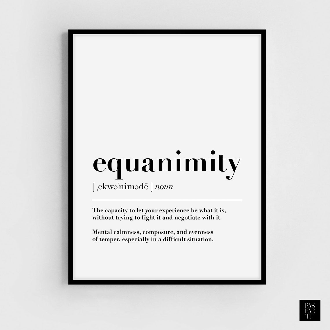 Equanimity Definition Wall Art Print: Minimalist Office Decor (digital ...