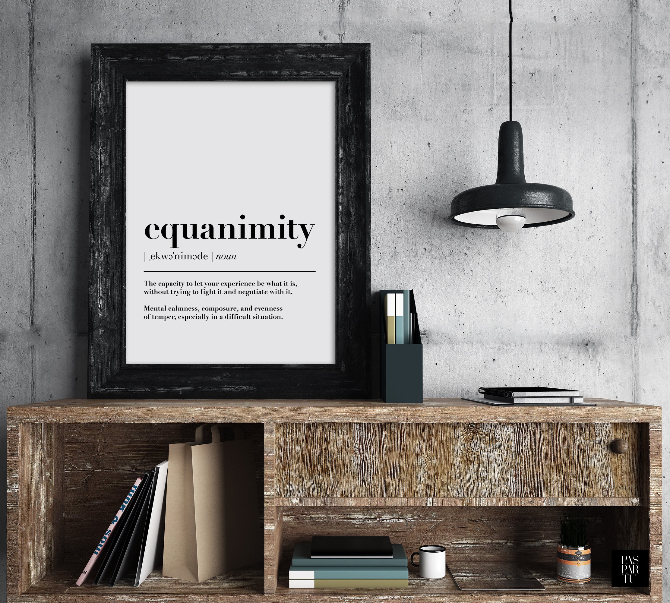 Equanimity Definition Wall Art Print: Minimalist Office Decor (digital ...