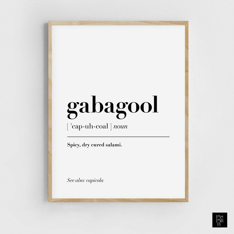 Gabagool Definition Wall Art Print Gabagool Printable Capicola | Etsy