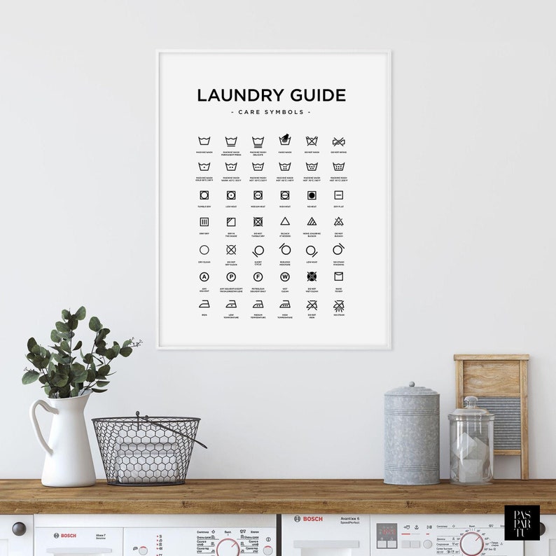 Laundry Symbol Guide Laundry Room Guide Washing Machine Signs | Etsy
