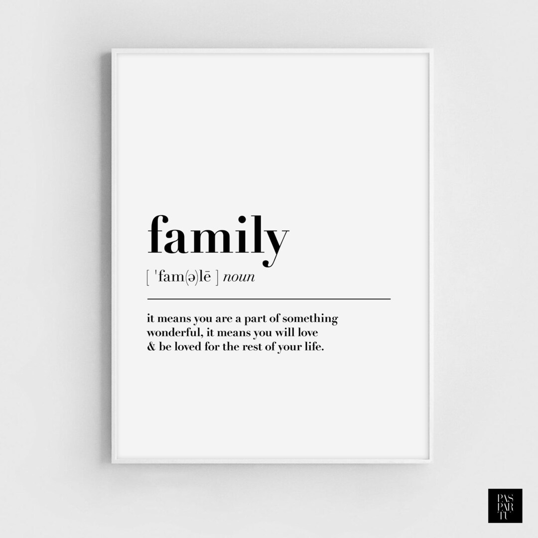 Family Definition Wall Art Print Family Art Printable Dictionary Art ...
