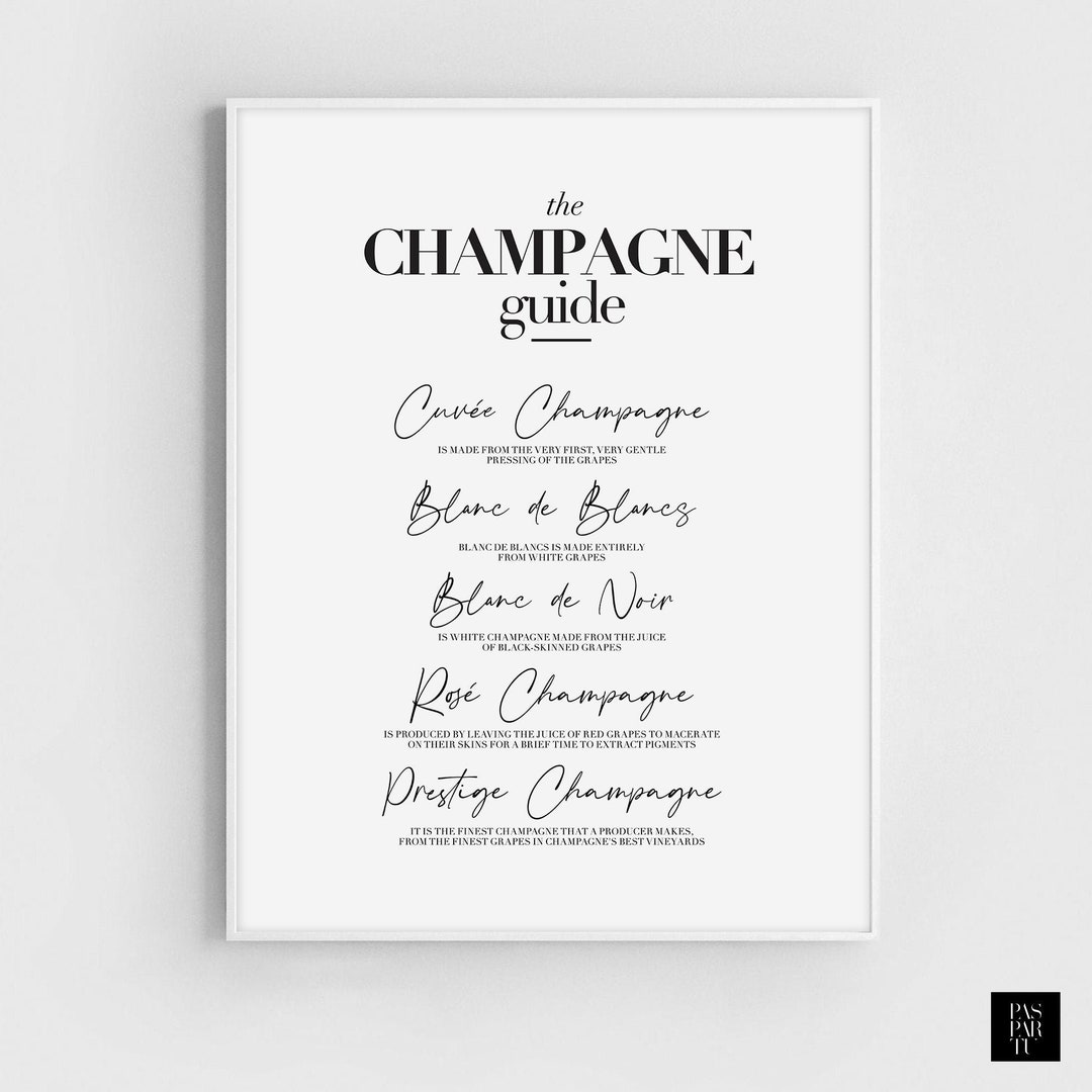 Champagne Guide Art Print Champagne Sign Wine Wall Art Wine Print Wine ...
