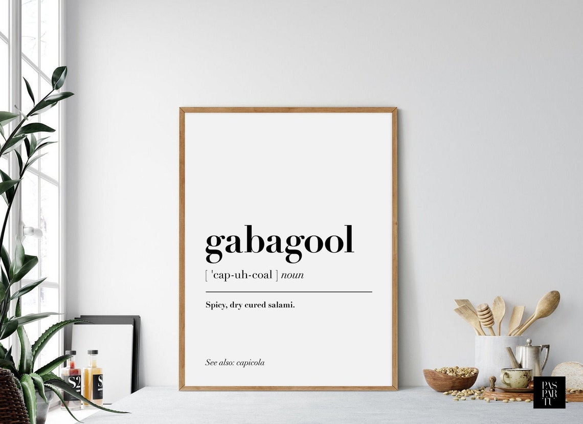 Gabagool Definition Wall Art Print Gabagool Printable Capicola | Etsy