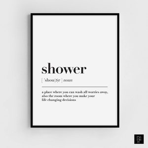 Shower Definition Wall Art Print Bathroom Printable Bathroom Quote ...