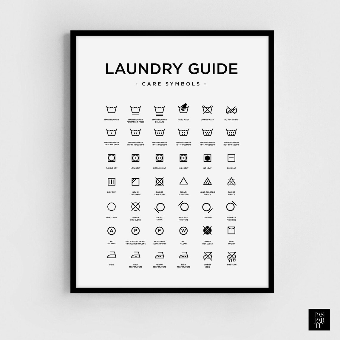Laundry Symbol Guide Laundry Room Guide Washing Machine Signs | Etsy