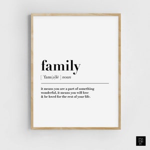 Family Definition Art Print: Minimalist Dictionary Wall Decor (digital ...