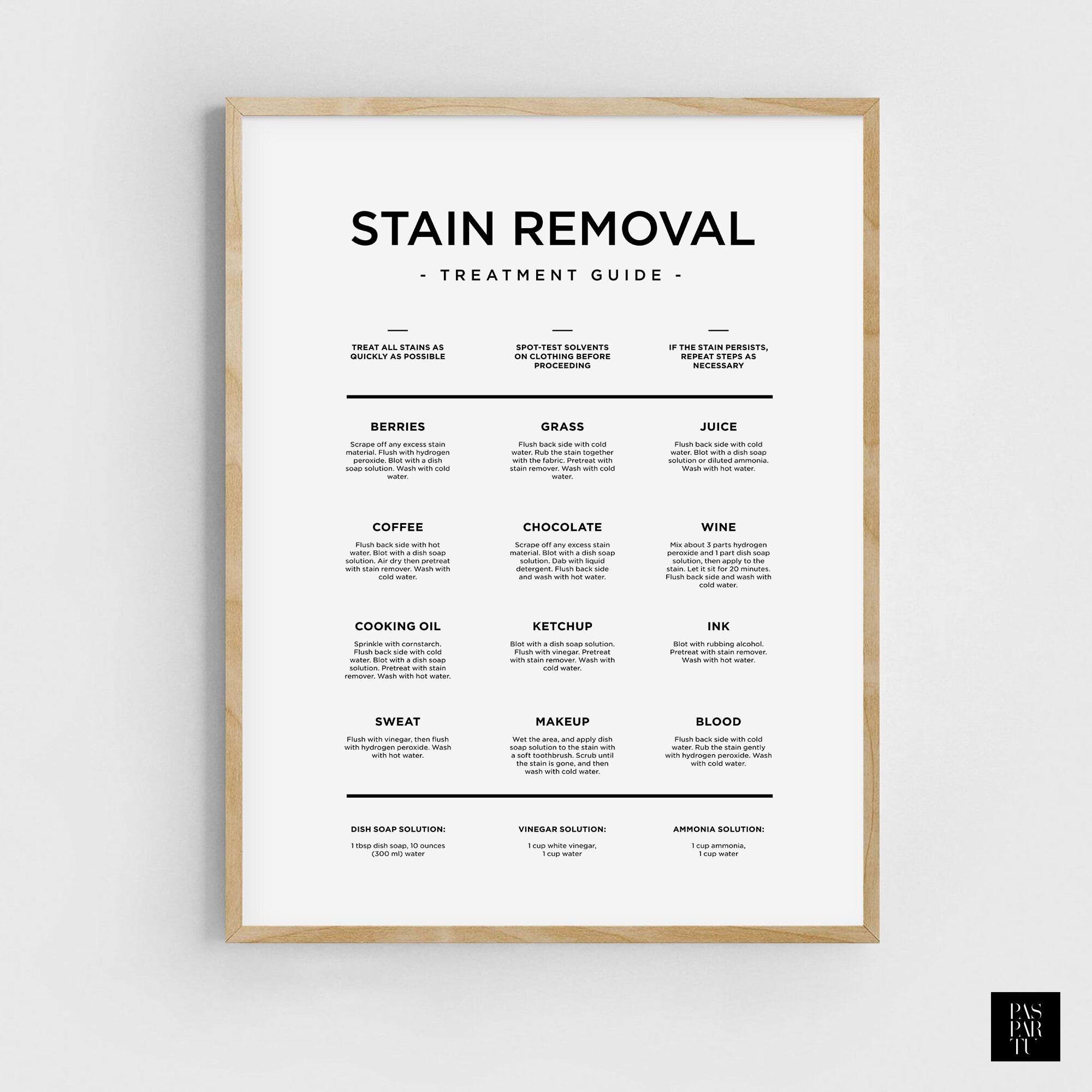 Stain Removal Laundry Room Guide Stain Treatment Guide Laundry - Etsy