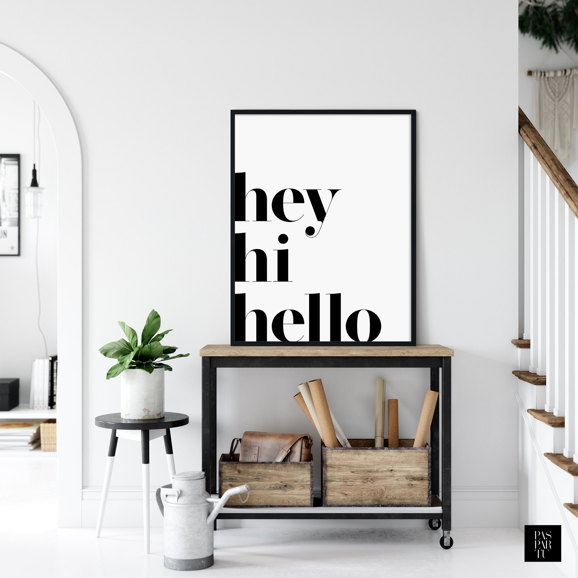 Hey Hi Hello Entryway Wall Art Print Entryway Printable | Etsy
