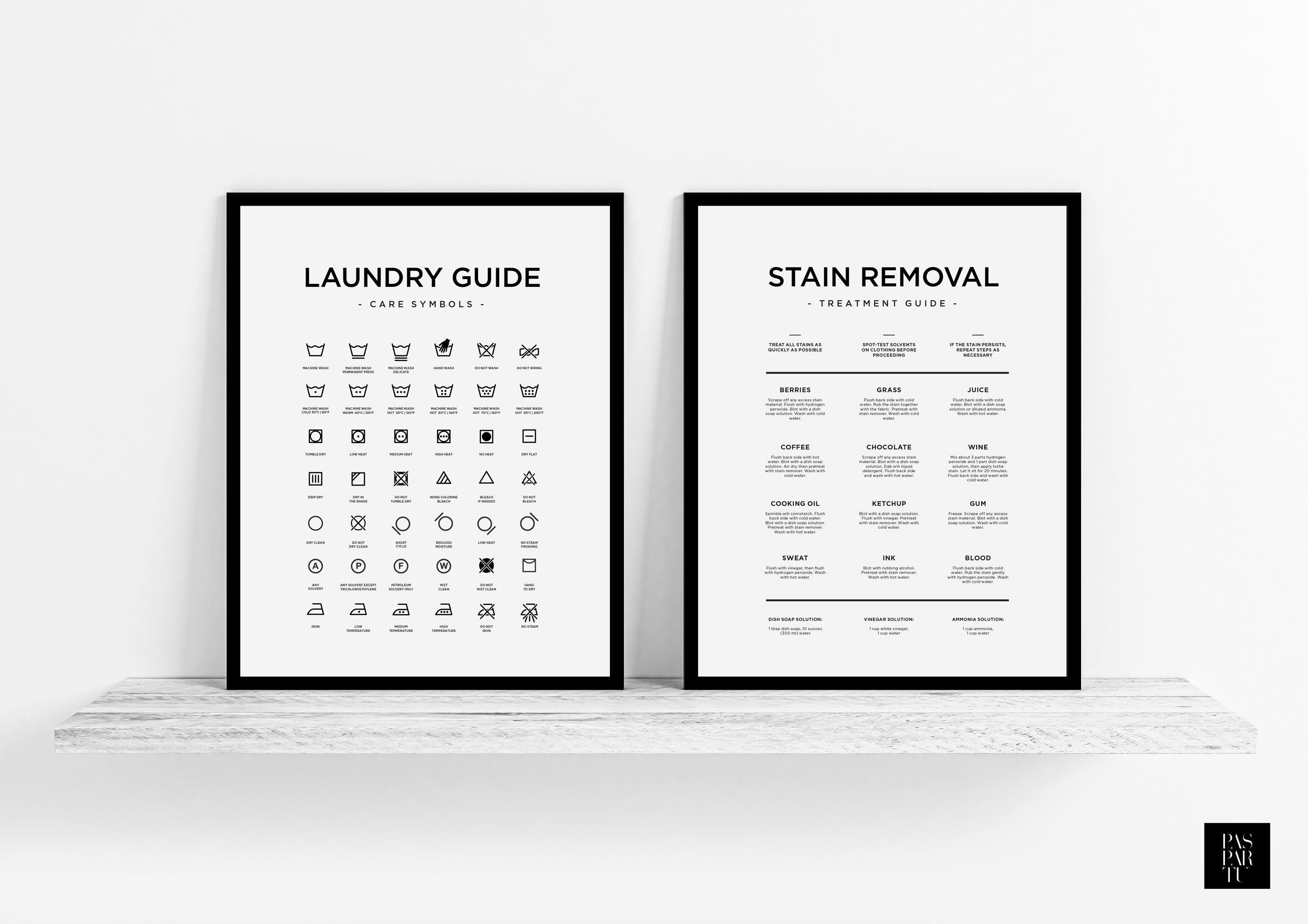 Laundry Room Guide Laundry Symbol Guide Washing Machine Signs - Etsy