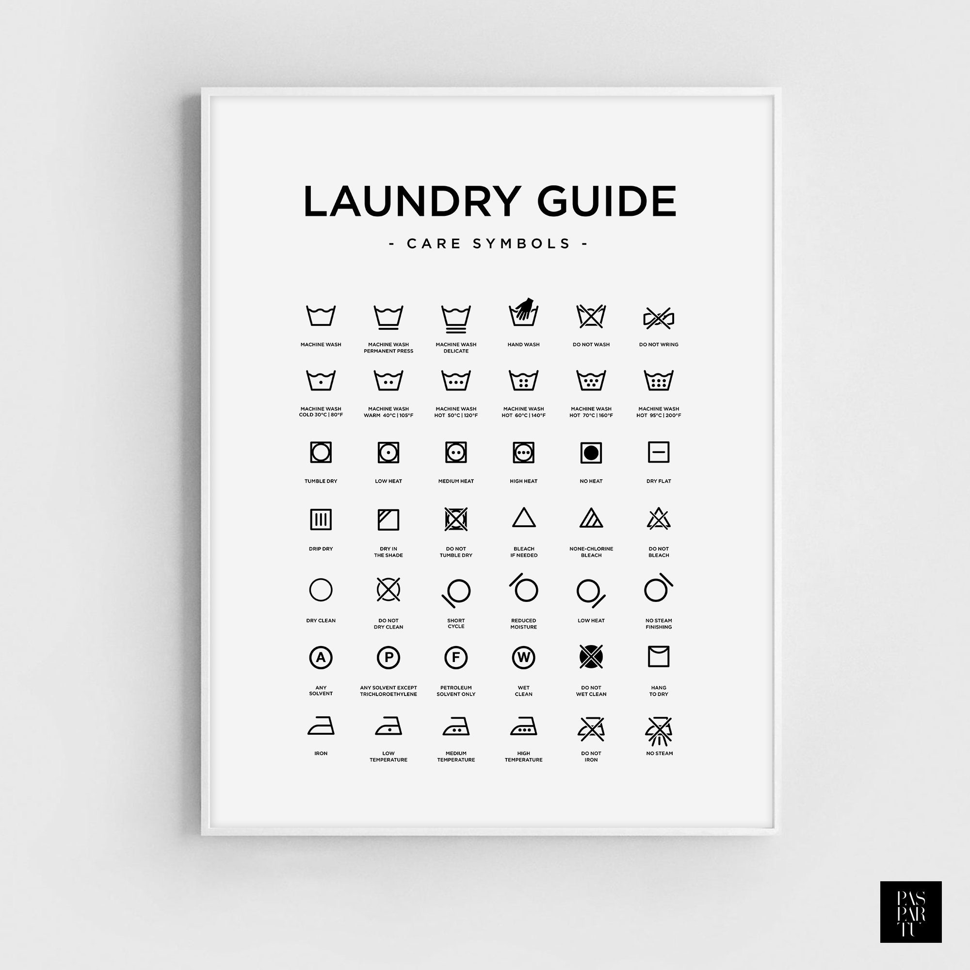 Laundry Room Guide Laundry Symbol Guide Washing Machine Signs - Etsy
