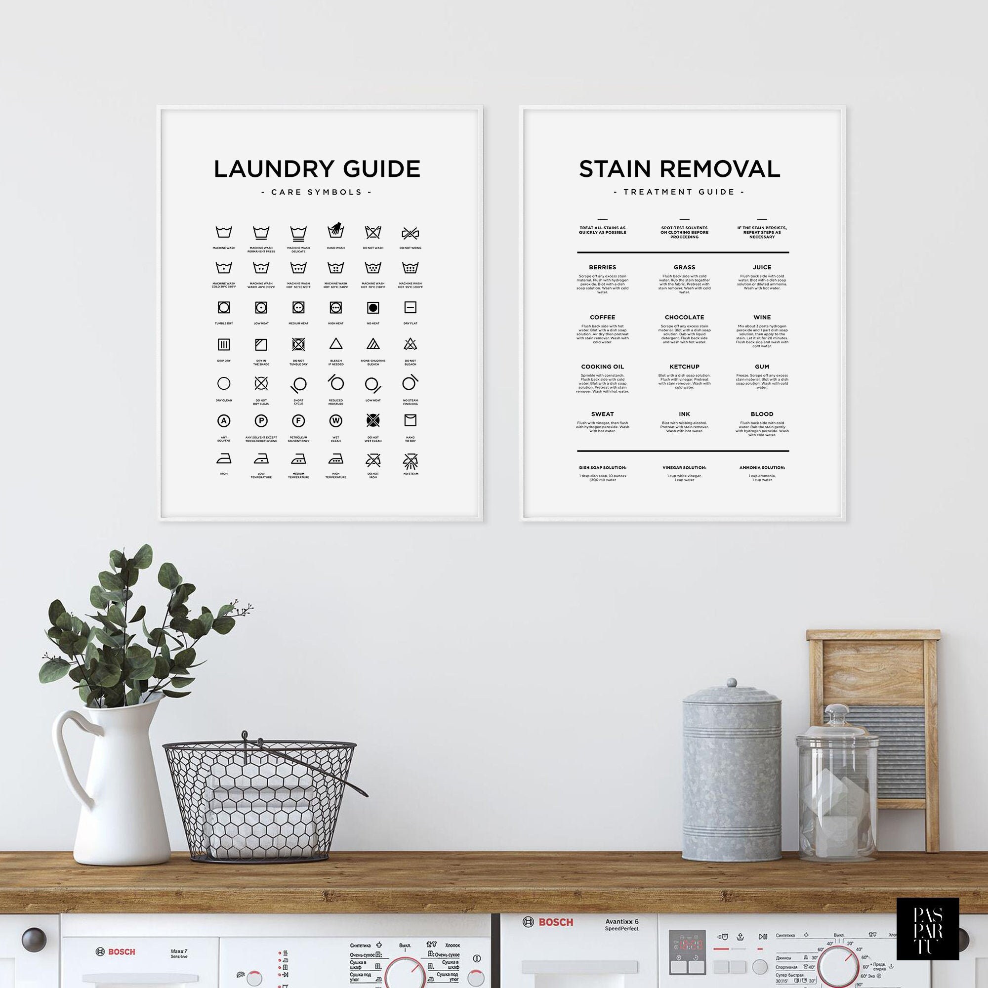Laundry Room Guide Laundry Symbol Guide Washing Machine Signs - Etsy