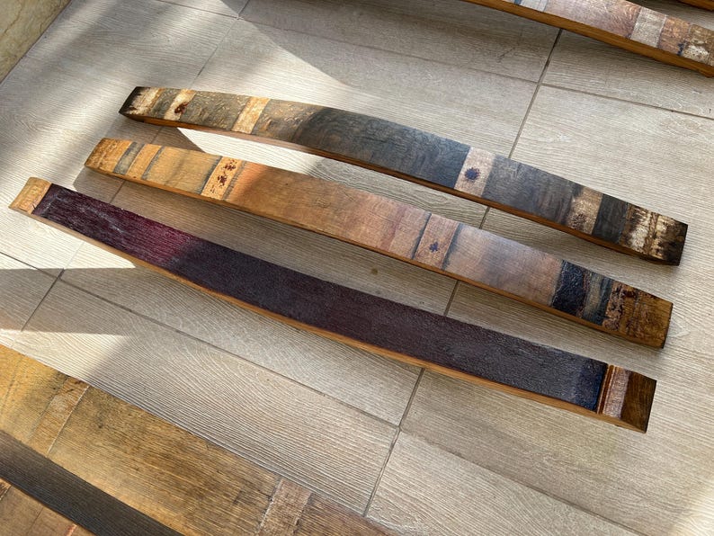 Finished Oak Wine & Whiskey Barrel Staves - Set of 6 - DIY Rustic Decor ...