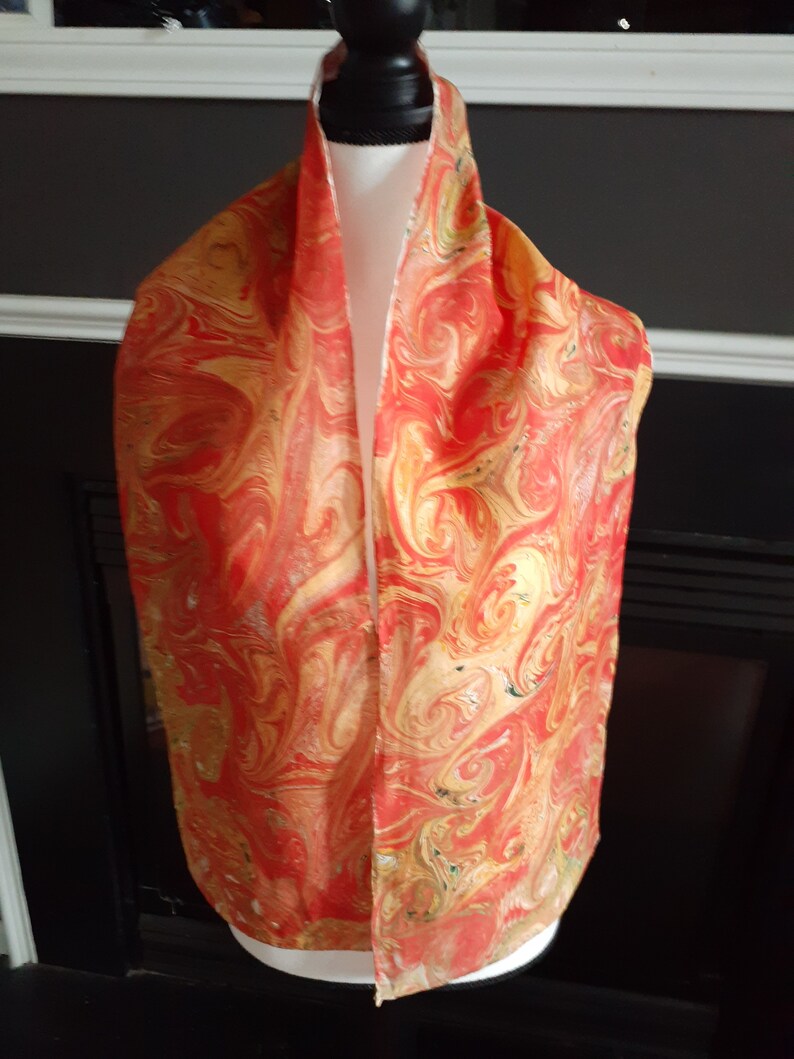 Scarf Water-marbled by Hand 100% Silk. - Etsy