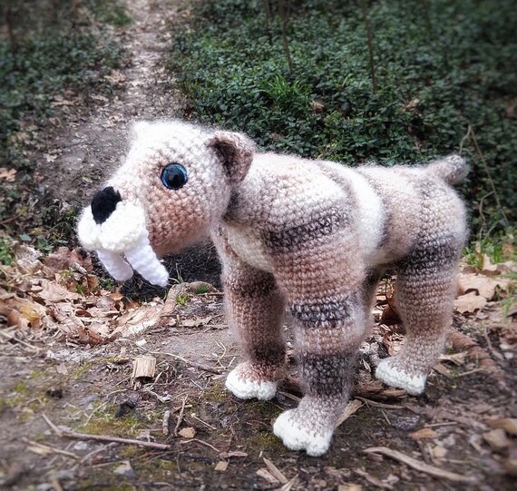 Smilodon Sabertooth Cat Amigurumi Grey and Tan - Etsy