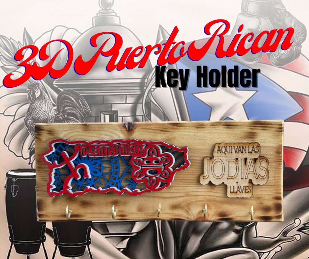 3D Puerto Rico Map Key Holder - Etsy