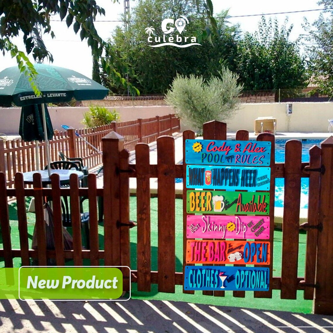 Funny 6 Panel Pool Signs, Custom Swimming Pool Rules Wood Sign Digital ...