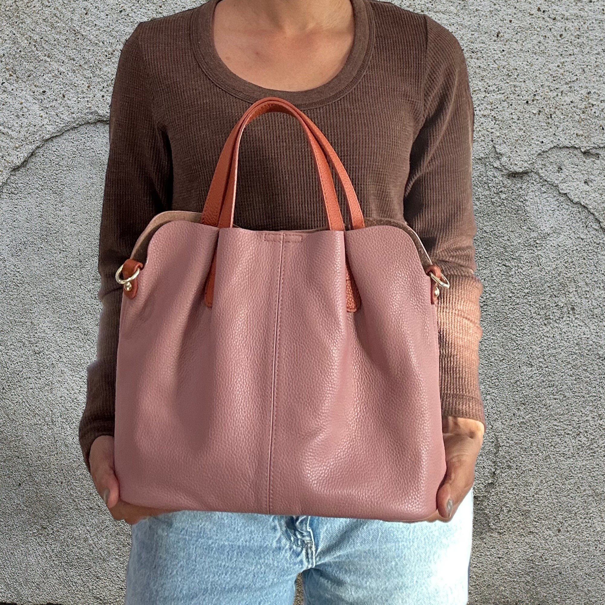 Leather Crossbody Bag/ Gray Leather Handbag/ Blue Leather Crossbody ...