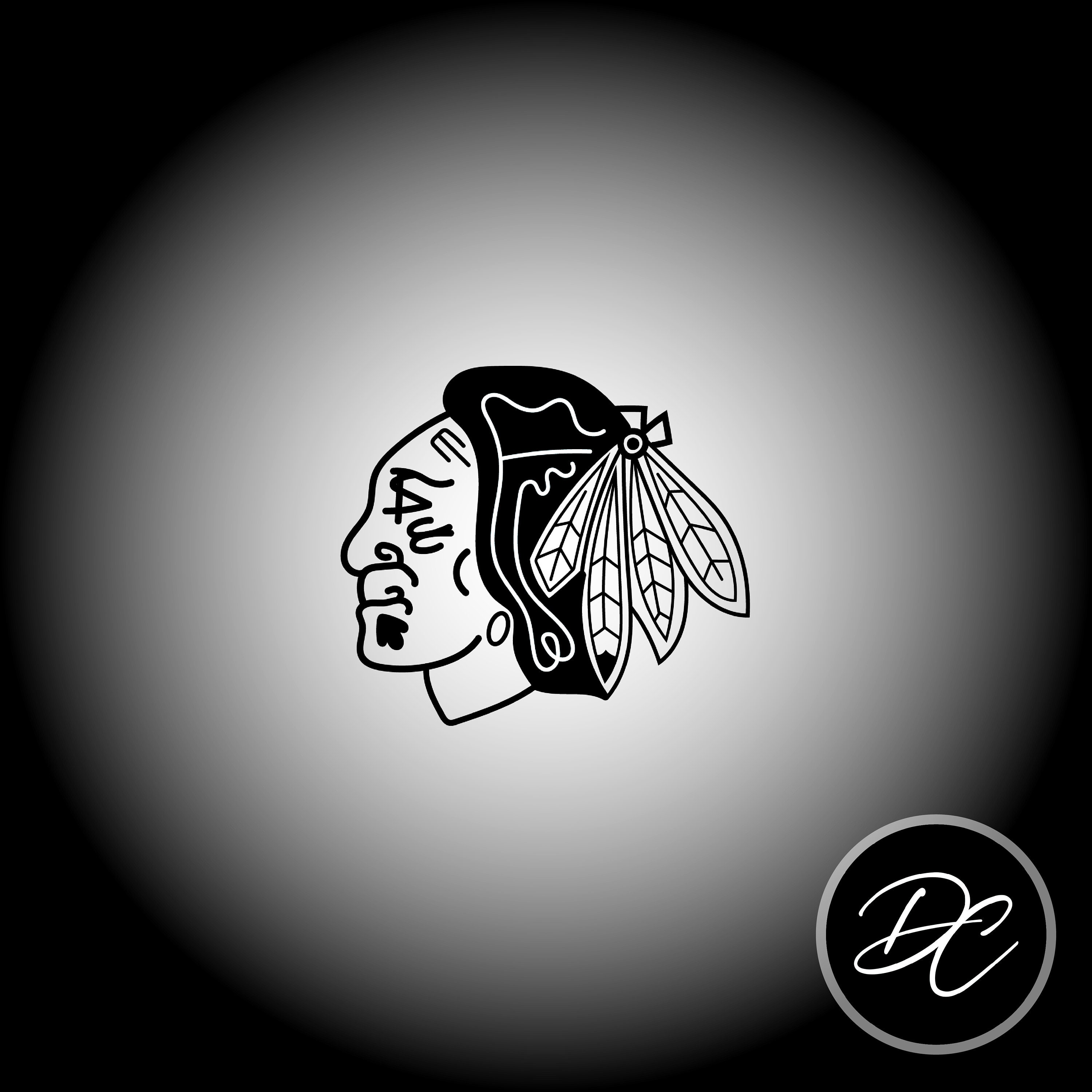 Chicago Blackhawks Black And White Logo