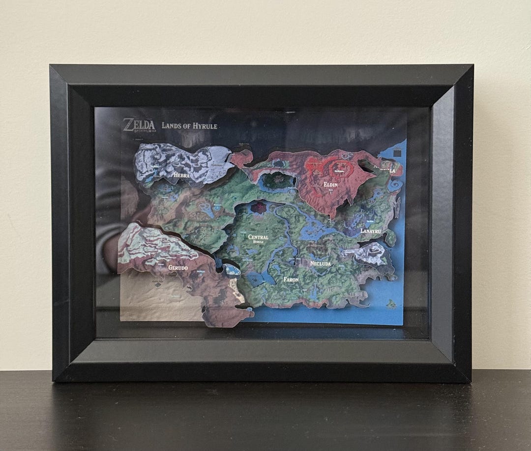 Z.E.L.D.A Lands of Hyrule Map | 5x7 Shadow Box | Custom Made | Framed ...