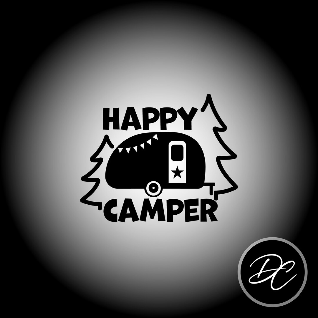 Happy Camper Decal | Car Window Decal | Laptop Decal | Vinyl Decal - Etsy