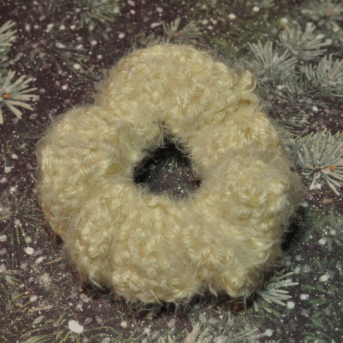 White Fuzzy Crochet Scrunchie - Etsy