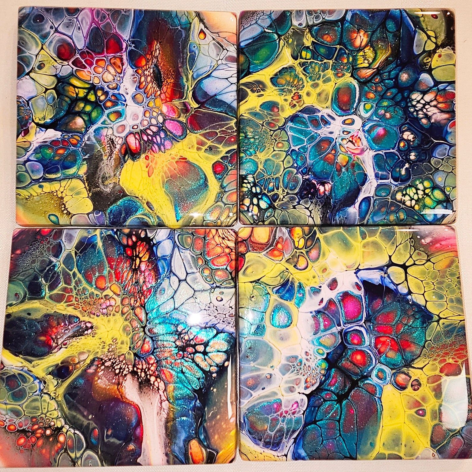 Sheleeart Bloom Fluid Art Coasters Finished With Resin - Etsy