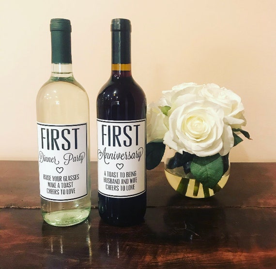 Set of 2 Labels First Anniversary and First Dinner Party | Etsy