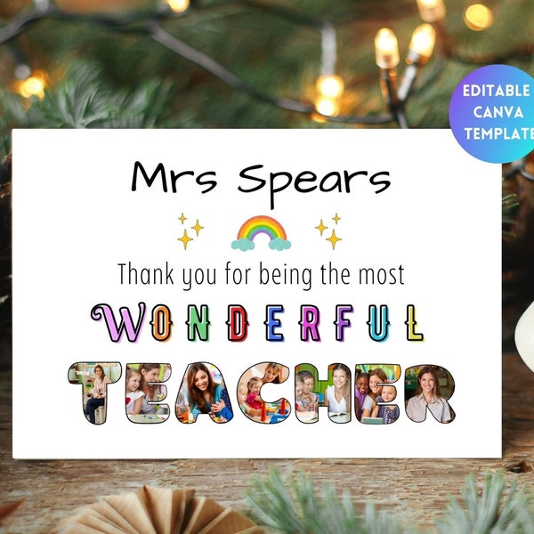 Teacher Thank You Card Class Photo - Etsy