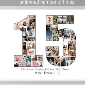 Custom 15th Birthday Photo Collage Template Personalized 15 Birthday ...