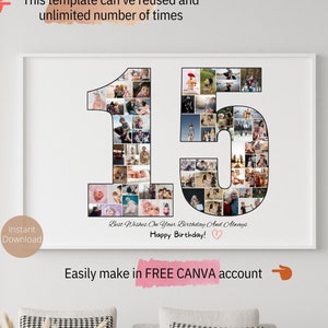 Custom 15th Birthday Photo Collage Personalized 15th Picture - Etsy