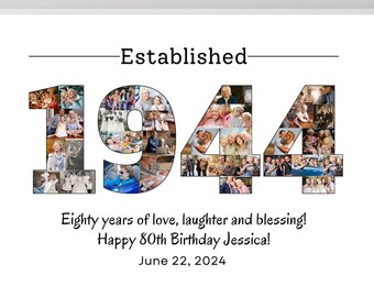 1944 Collage, 80th Birthday Photo Collage, 80th Anniversary, 1944 ...