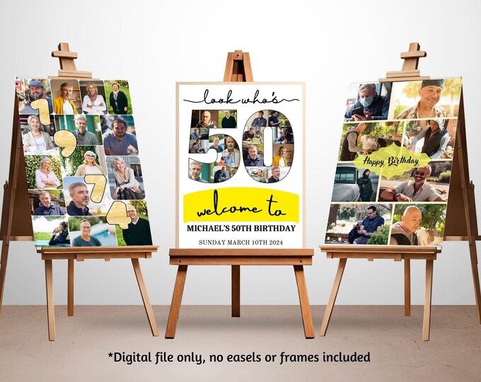 50th Birthday Photo Collage TEMPLATE, Look Who's 50, Customizable Photo ...