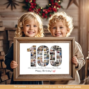 Custom 100th Photo Collage Template Personalized 100th Birthday Gift ...