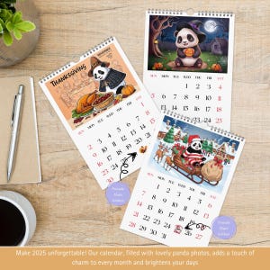 Panda Calendar 2025 Personalized Date Cute Panda Family Monthly ...