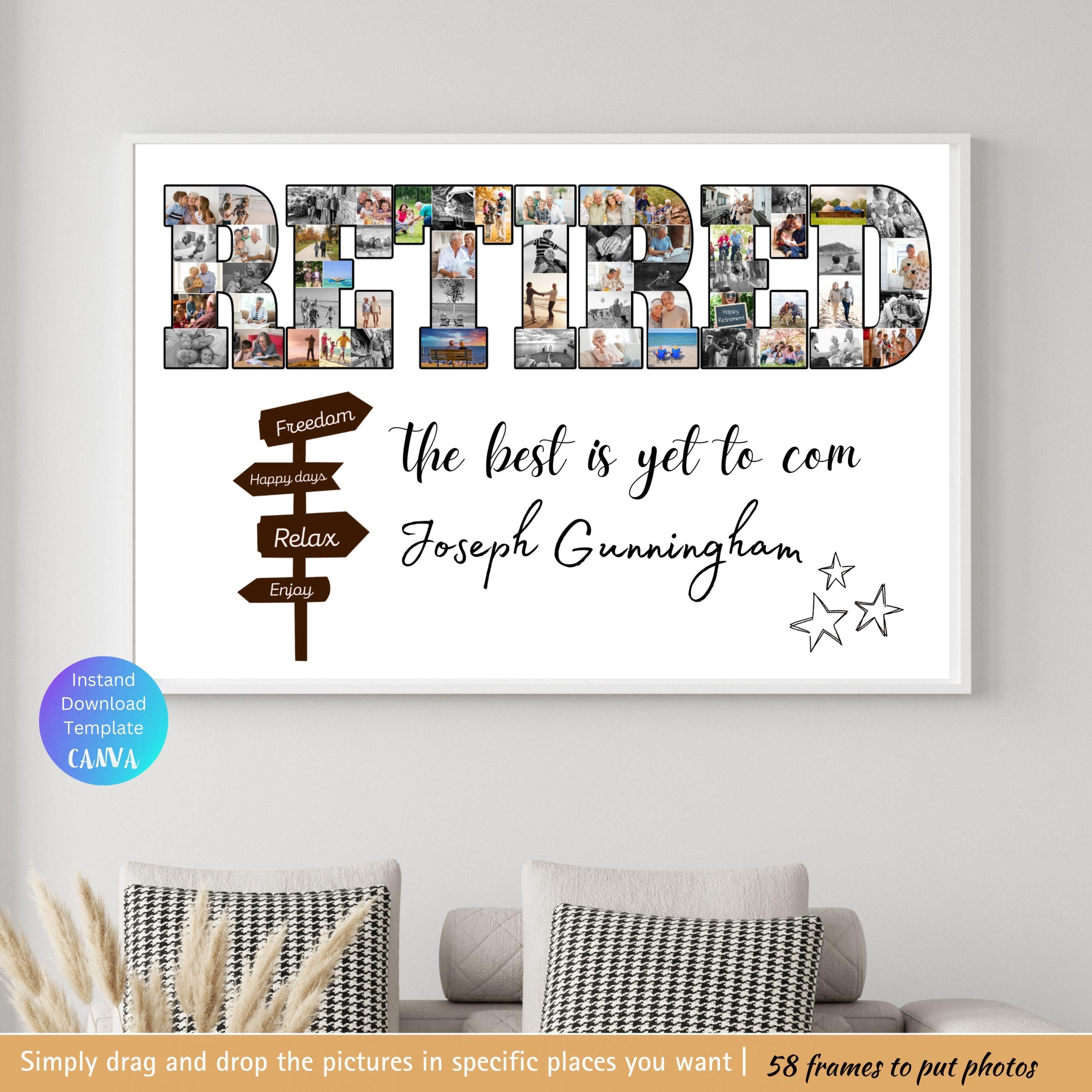 Custom Retired Photo Collage Template Retirement Picture Collage ...