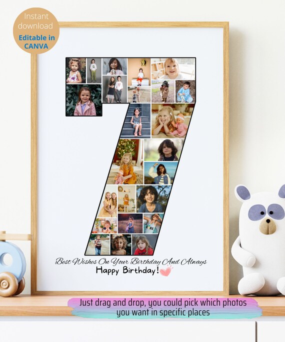 7th Birthday Photo Collage Personalized 7th Picture Collage - Etsy