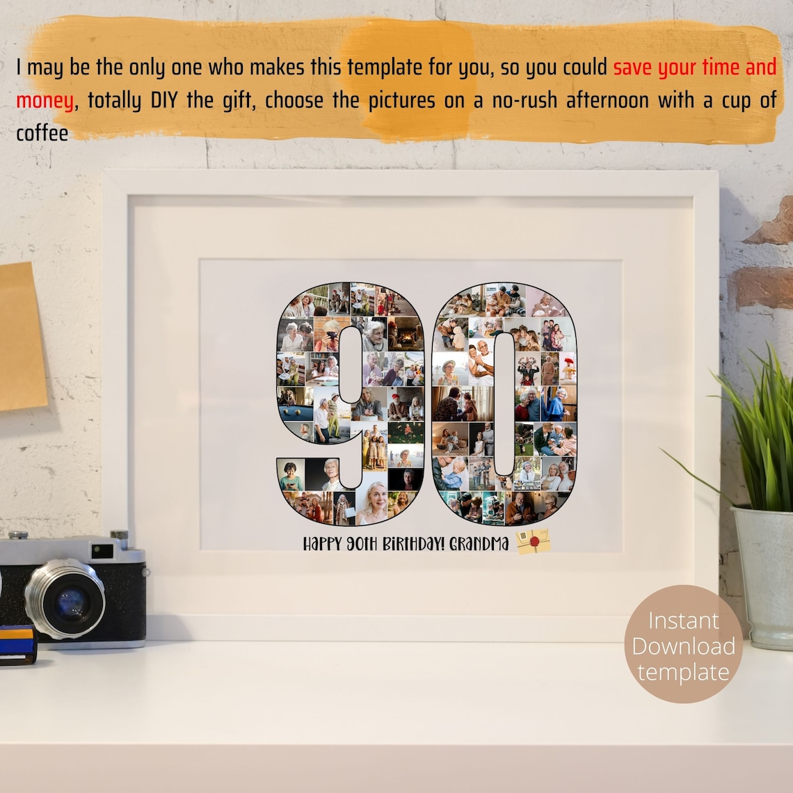 Custom 90th Photo Collage Template Personalized 90th Birthday - Etsy