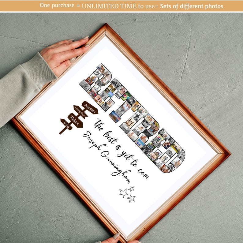 Custom Retired Photo Collage Template Retirement Picture Collage ...