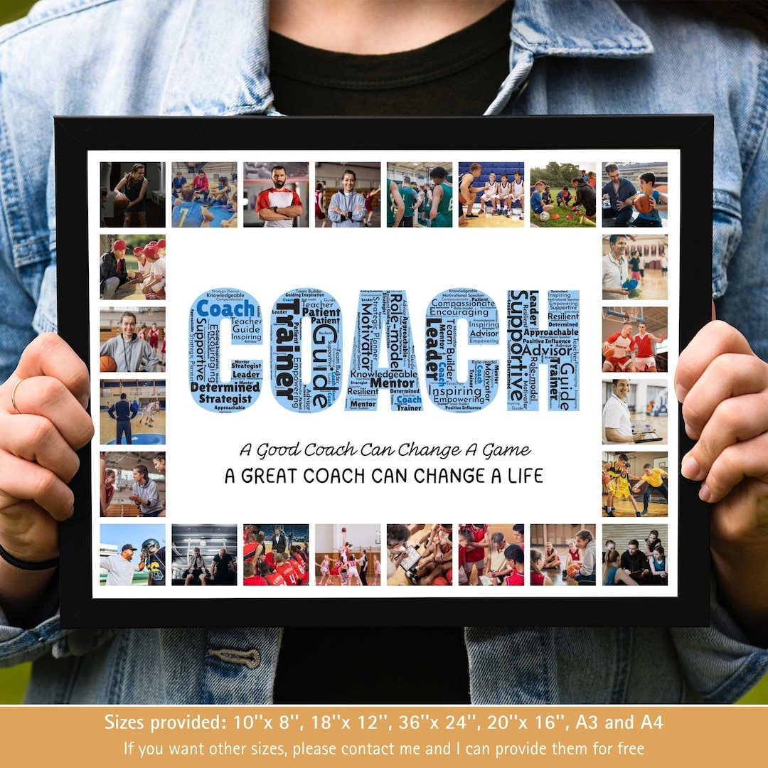 Custom Coach Photo Collage Template Wall Cloud Gift Printable Baseball ...