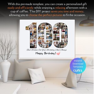 Custom 100th Photo Collage Template Personalized 100th Birthday Gift ...